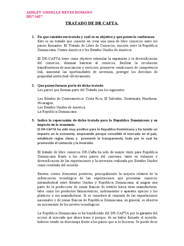Tratado DR CAFTA | Descargar gratis PDF | Comercio | Economias