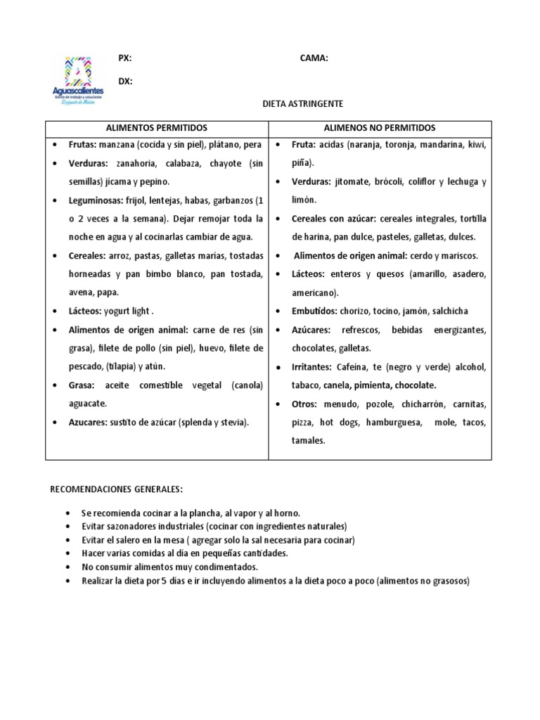 DIETA ASTRINGENTE.D | PDF