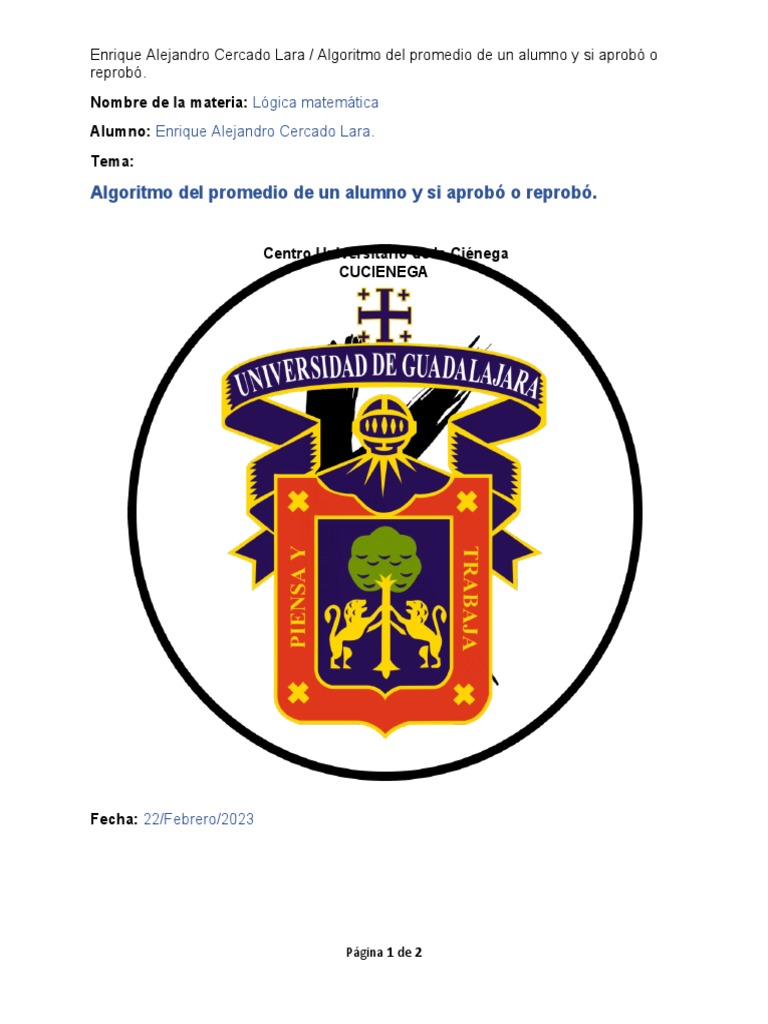 Algoritmo Del Promedio de Un Alumno y Mostrar Si Aprobo o Reprobo | PDF