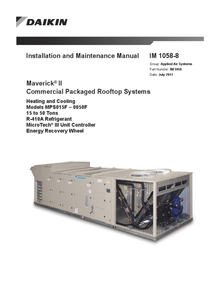 Daikin IM 1058-8 LR MAV-II-015-050 Manual PDF | PDF | Duct (Flow) | Screw
