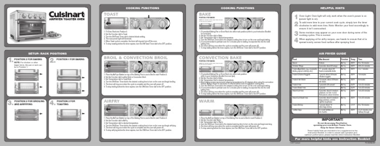 Cuisinart Setup Rack Positions | PDF | Oven | Grilling