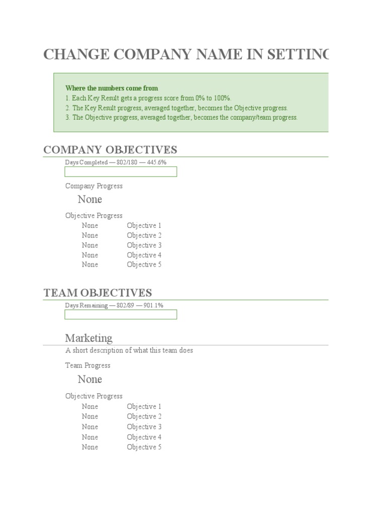 OKR Template With Check in 1 | PDF | Computing