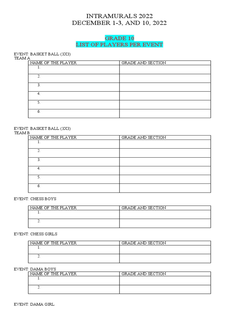 Intramurals 2022 | PDF