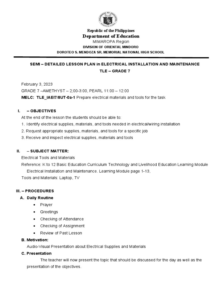 DLP EIM Supplies and Materials | PDF | Teachers | Learning