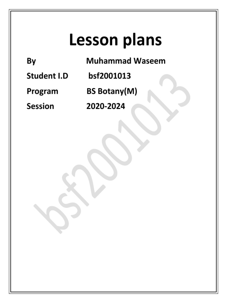 Teaching Lesson Plan by Muhammad Waseem | PDF | Lesson Plan | Teaching ...