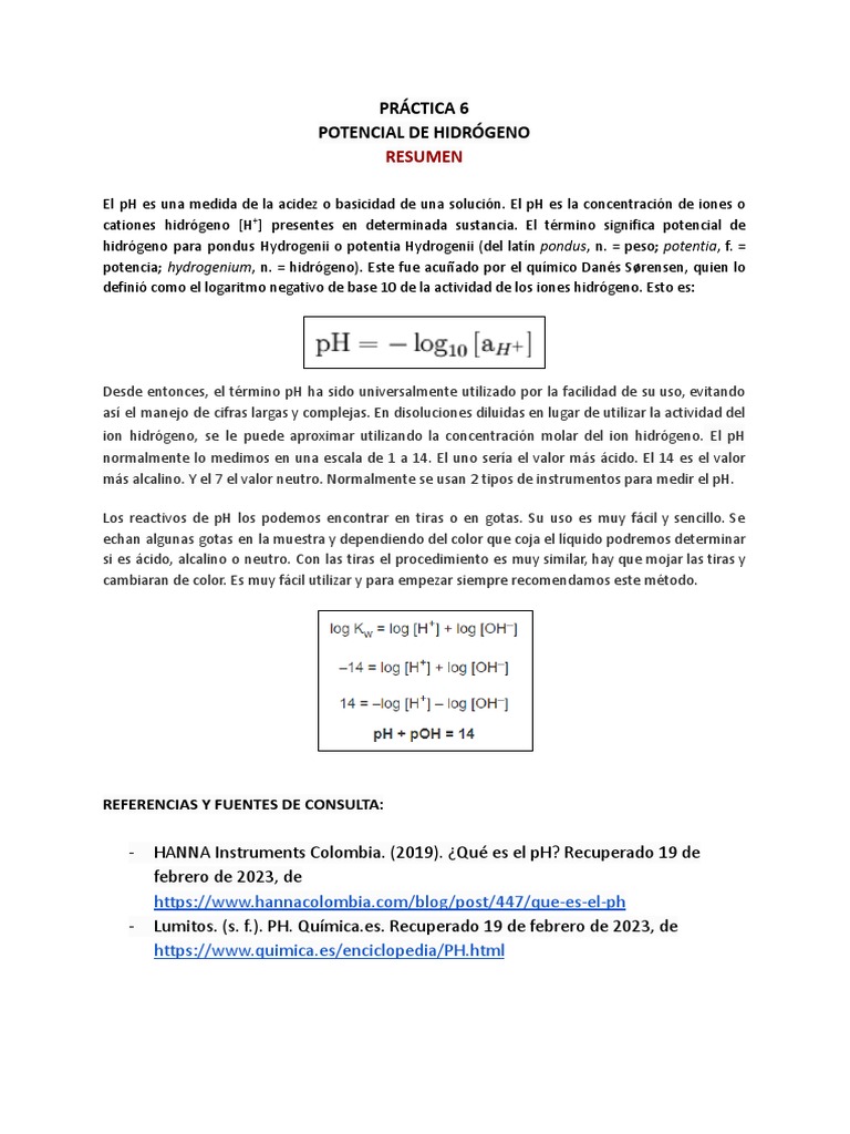Resumen para La Práctica No. 6 | PDF