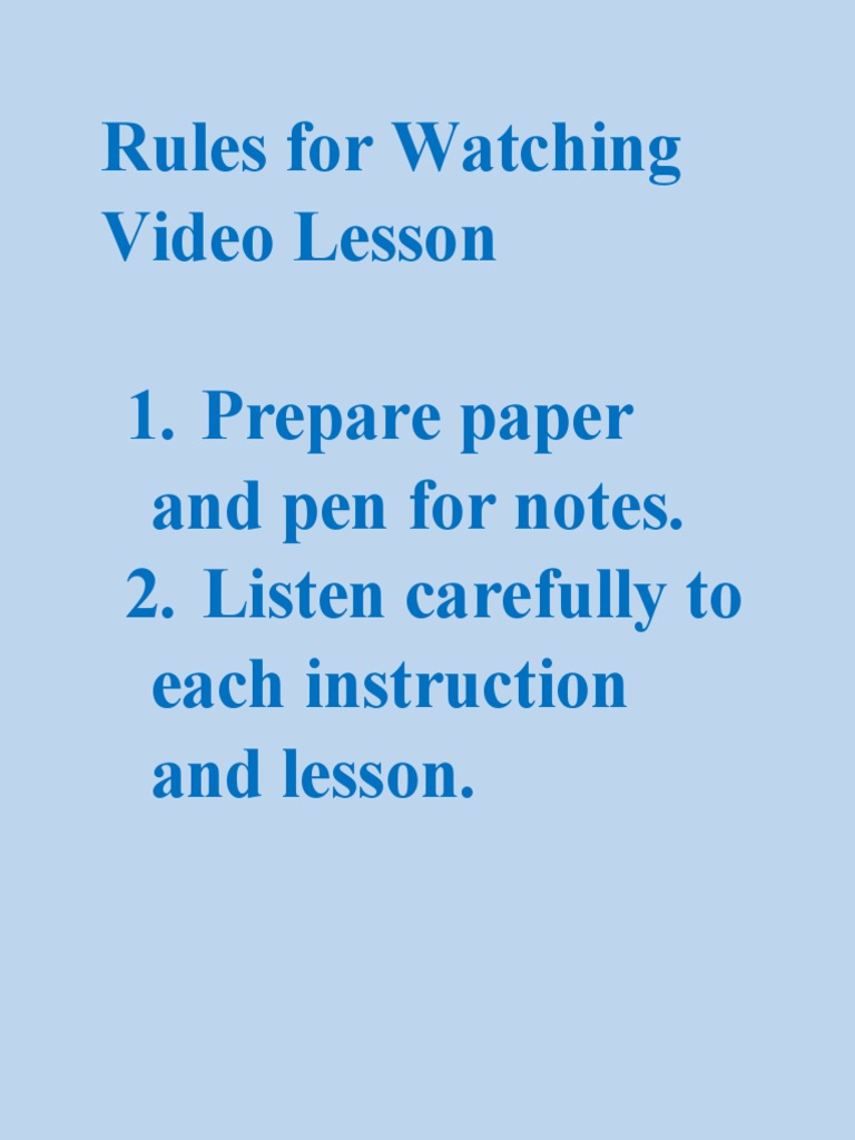 Rules For Watching Video Lesson | PDF