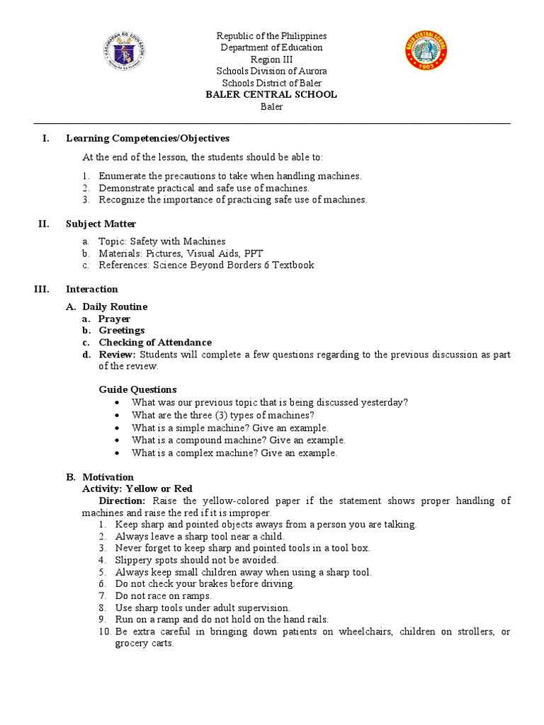 Safety Guidelines for Simple Machines | PDF | Machines | Tools