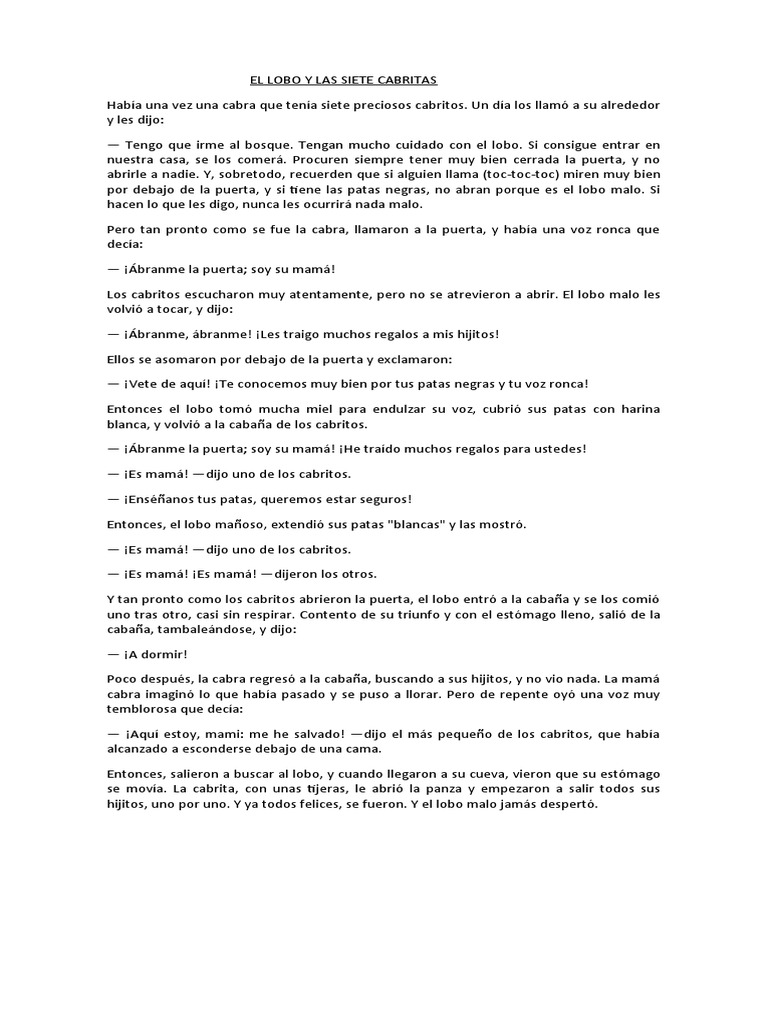 El Lobo Y Las Siete Cabritas Pdf