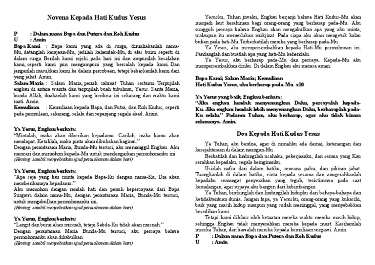 Novena Kepada Hati Kudus Yesus | PDF