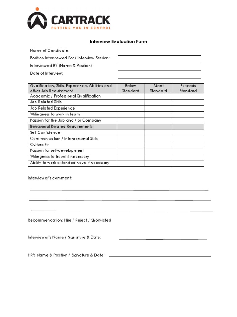 Interview Evaluation Form | PDF