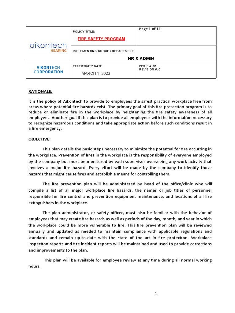 Fire Safety Program Pdf Fuels Fire Safety