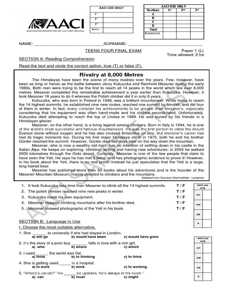 Aaci Teens 4 | PDF | Mountaineering | Mountains