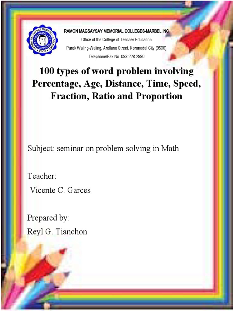 100 Word Problems | PDF | Speed | Ratio