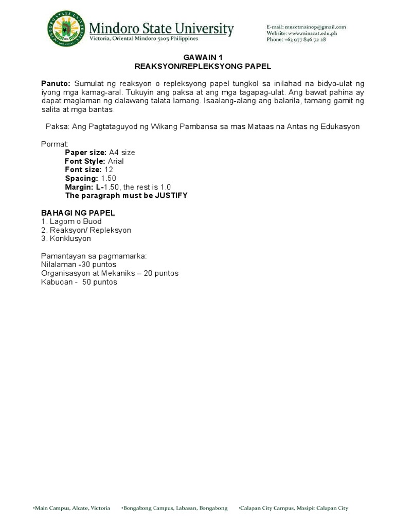 Reaksyon-Repleksyon 1 | PDF