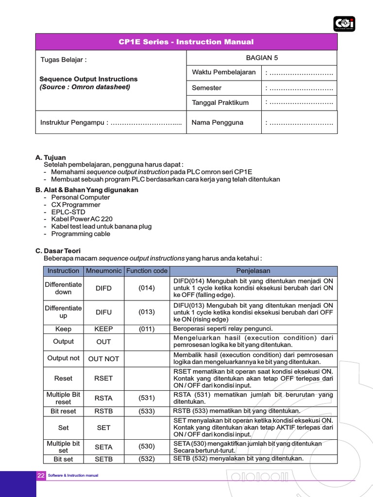 Jobsheet 4 Sequence Output Instructions | PDF