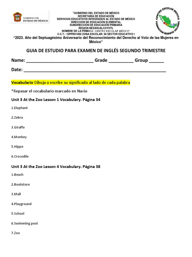 Segundo Grado Guia de Estudios Segundo Trimestre | PDF