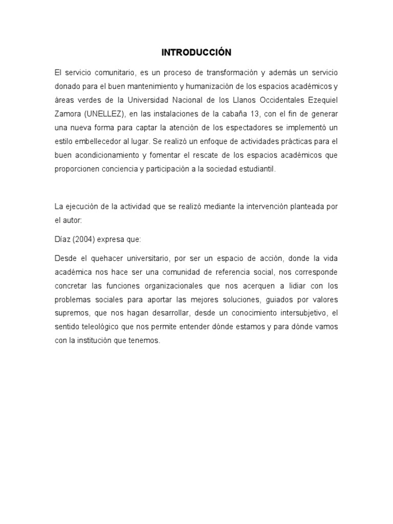 INTRODUCCIÓN Informe Final Servicio Comunitario | PDF
