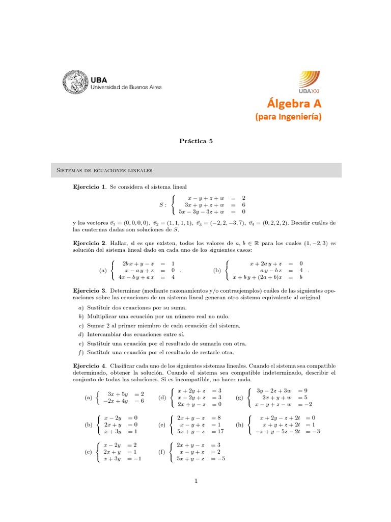 Practica 5 PDF | PDF | Matriz (Matemáticas) | Sistema de ecuaciones lineales