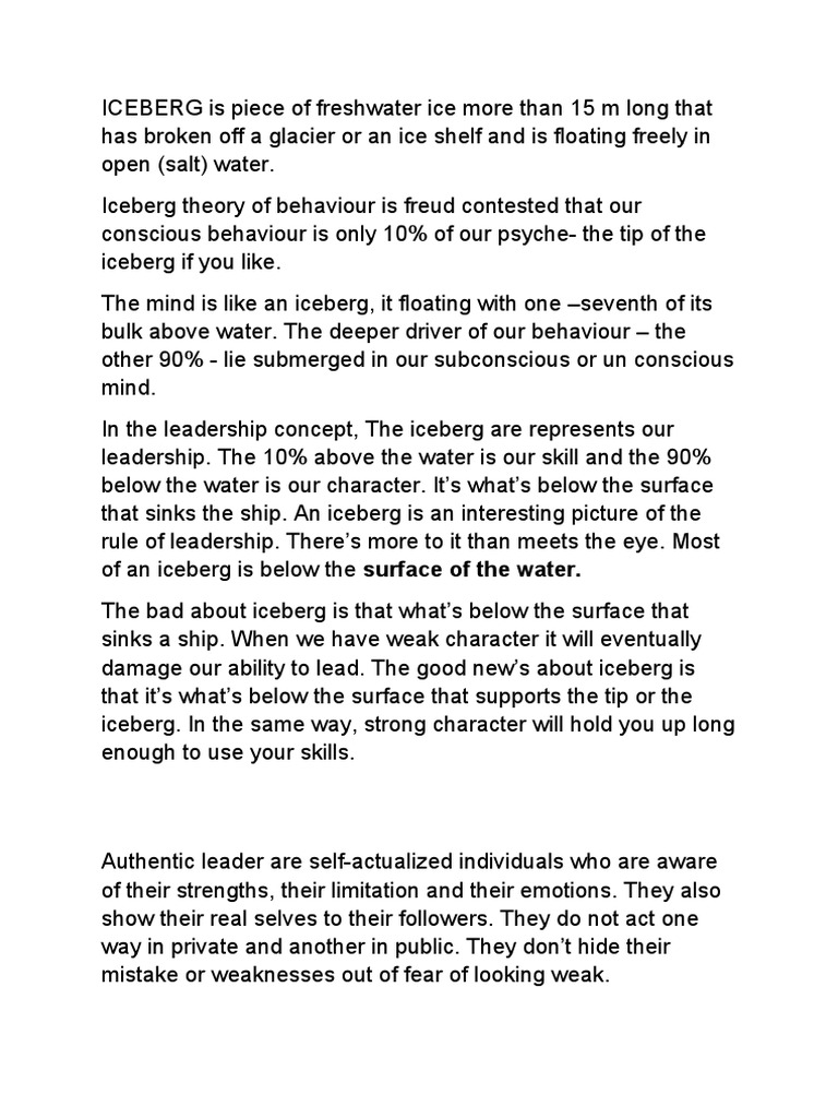 Iceberg | PDF | Leadership | Attitude (Psychology)