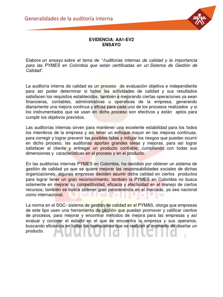 Formato Evidencia AA1 Ev2 Ensayo | PDF