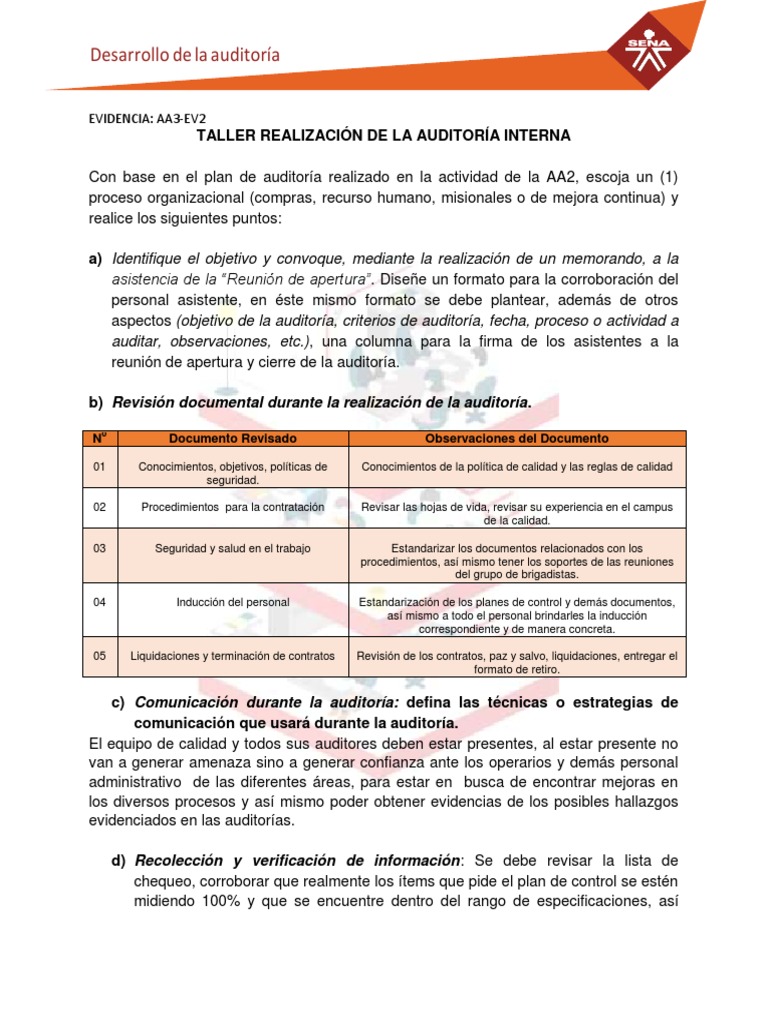 Formato Evidencia AA3 Ev2 Taller | PDF | Auditoría | Business