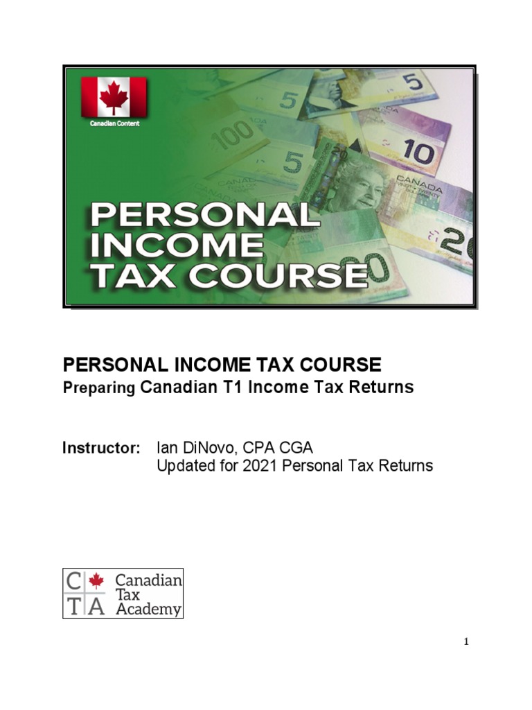 Income Tax Course Manual (2021 T1) PDF | PDF | Taxation In The United ...