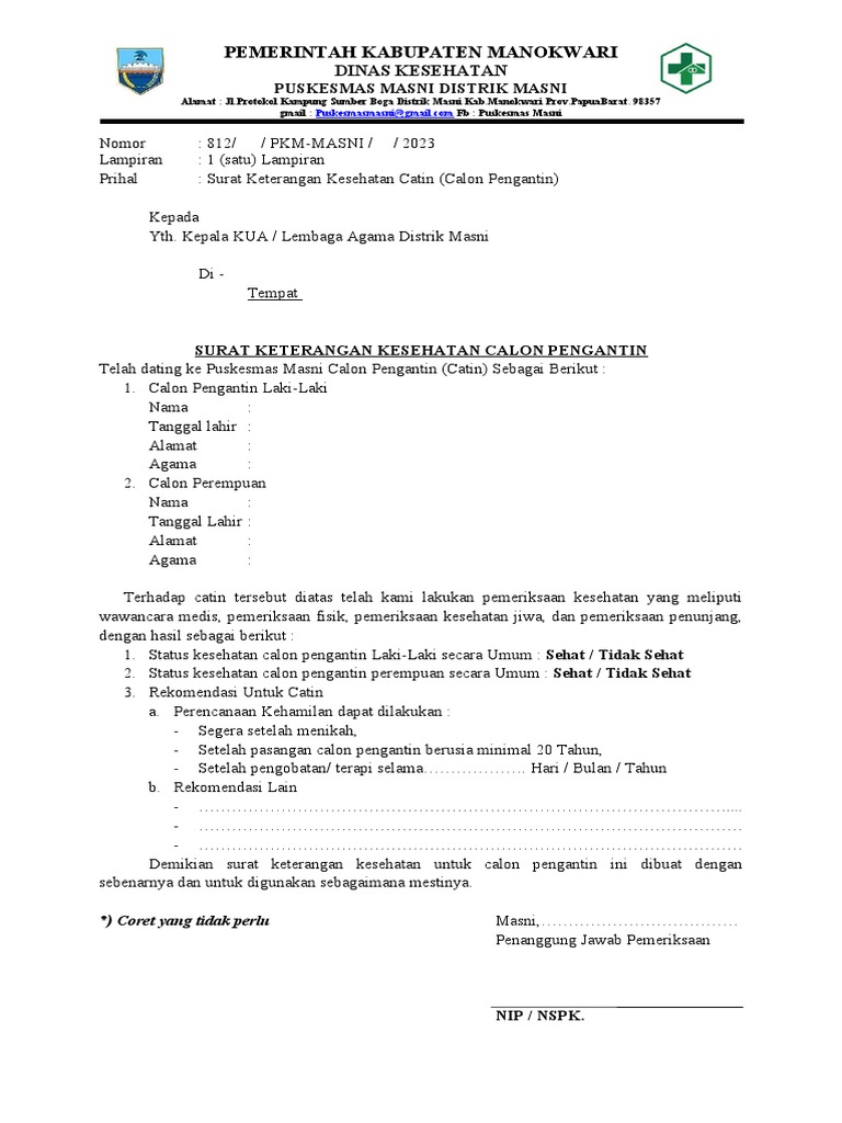 format pemeriksaan catin (Calon Pengantin) | PDF