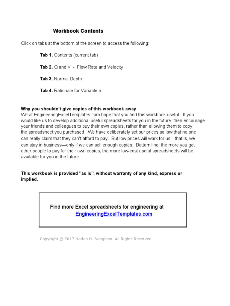 Partially Full Pipe Calculation Spreadsheet | PDF | Science ...