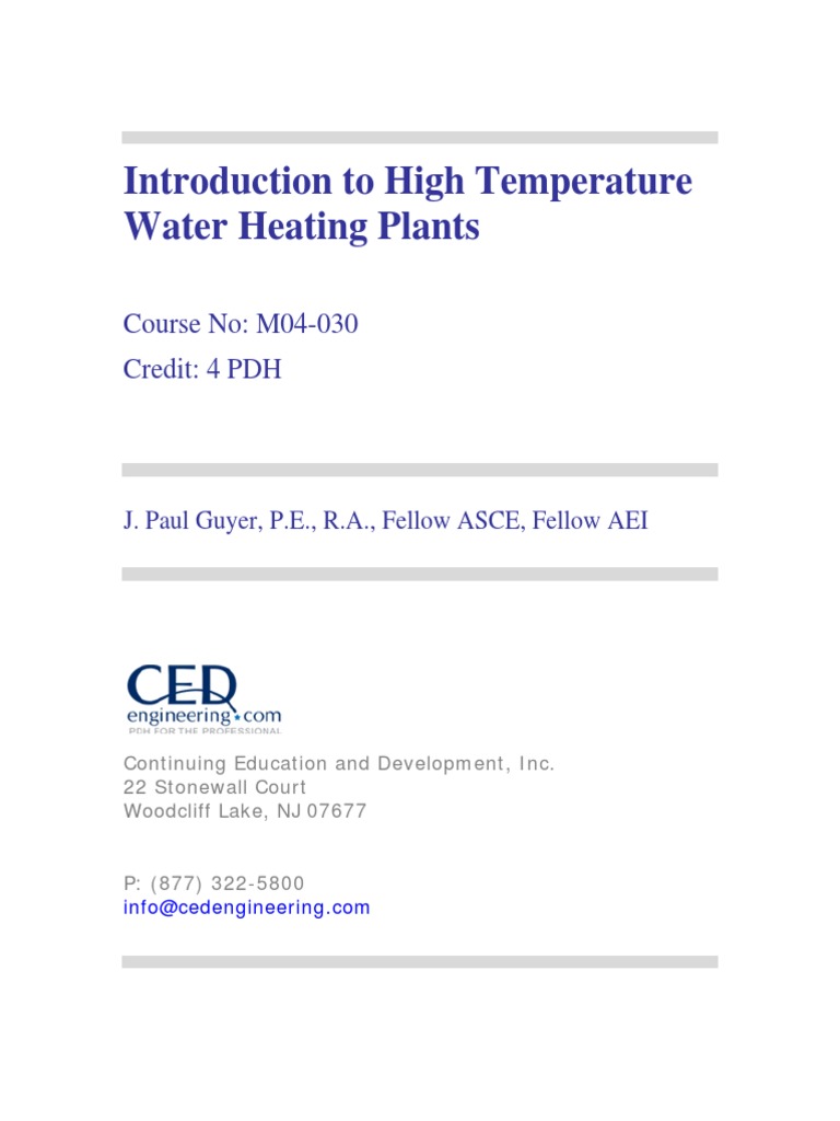 An Introduction To High Temperature Water Heating Plants R1 | PDF ...
