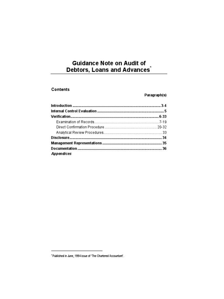 Audit of Debtors Loans and Advances | PDF | Audit | Internal Control