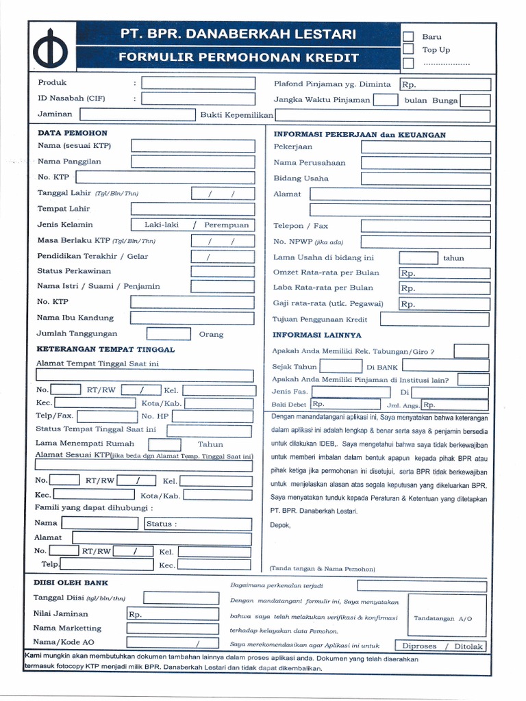 Formulir pengajuan kredit.pdf | PDF