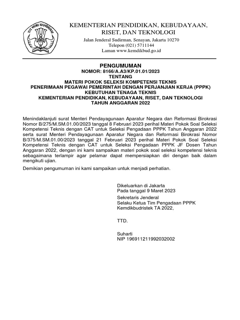 Pengumuman Materi Pokok SKT - Share - Final PDF | PDF