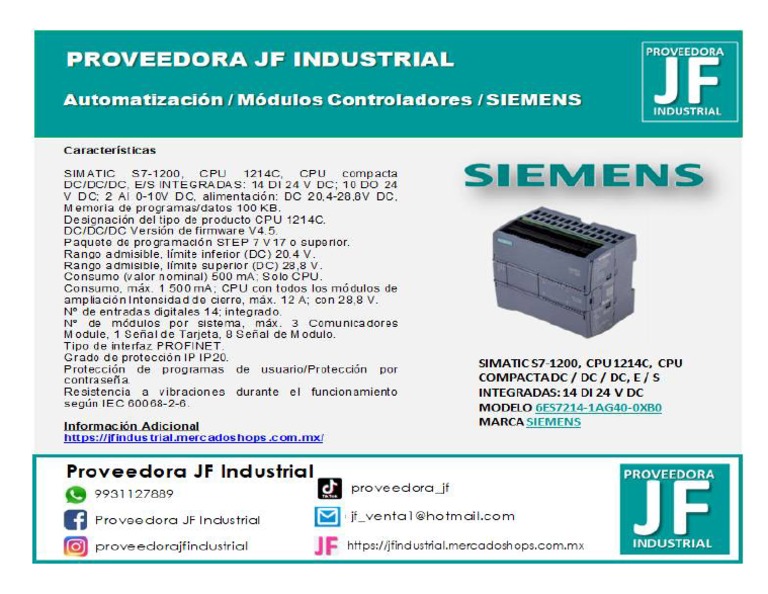 Modulo Siemens 6ES7214-1AG40-0XB0 | PDF