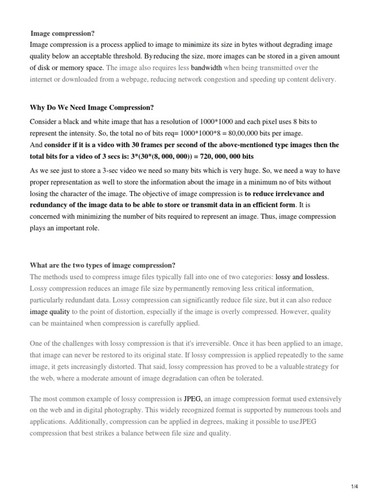 Image Compression and How Does It Work | PDF | Data Compression | File Format