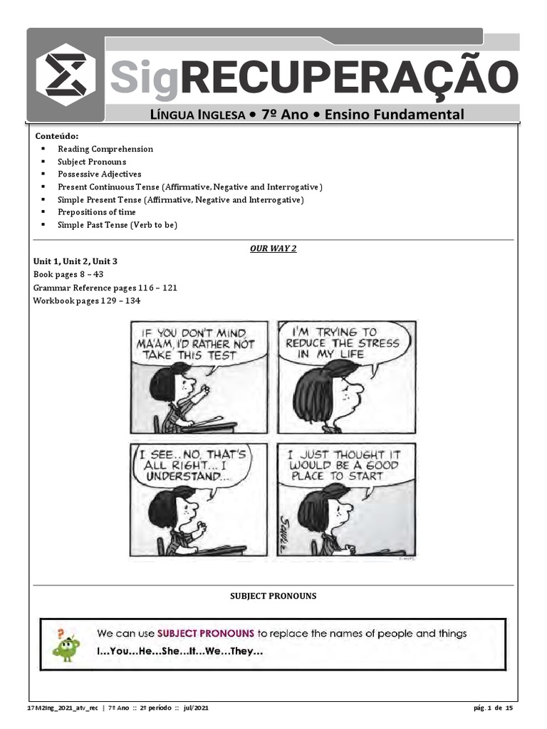 AV3 Ingles-7o-Ano | PDF | English Language | Grammatical Tense AV3 Ingles-7o-Ano | PDF | English Language | Grammatical Tense