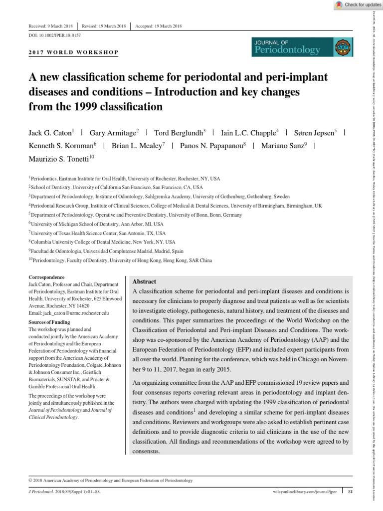 2018 Caton Clasificacion Actual Periodontal y Periimplantar PDF | PDF ...