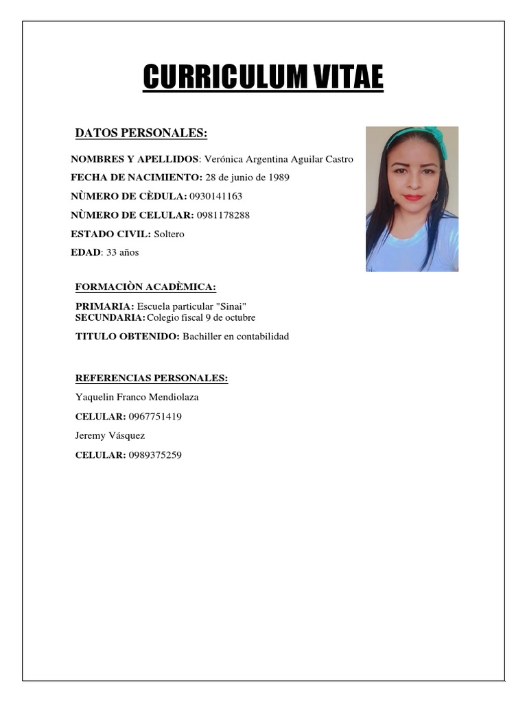 CURRICULUM VITAE Veronica | PDF
