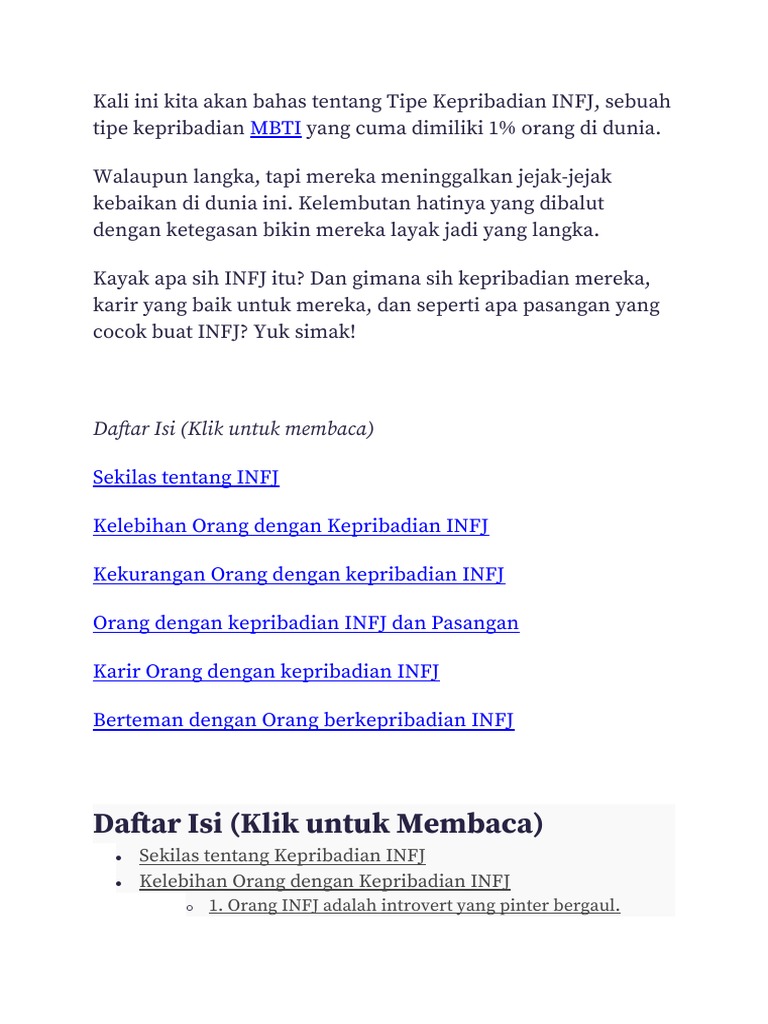 Tipe Kepribadian INFJ | PDF
