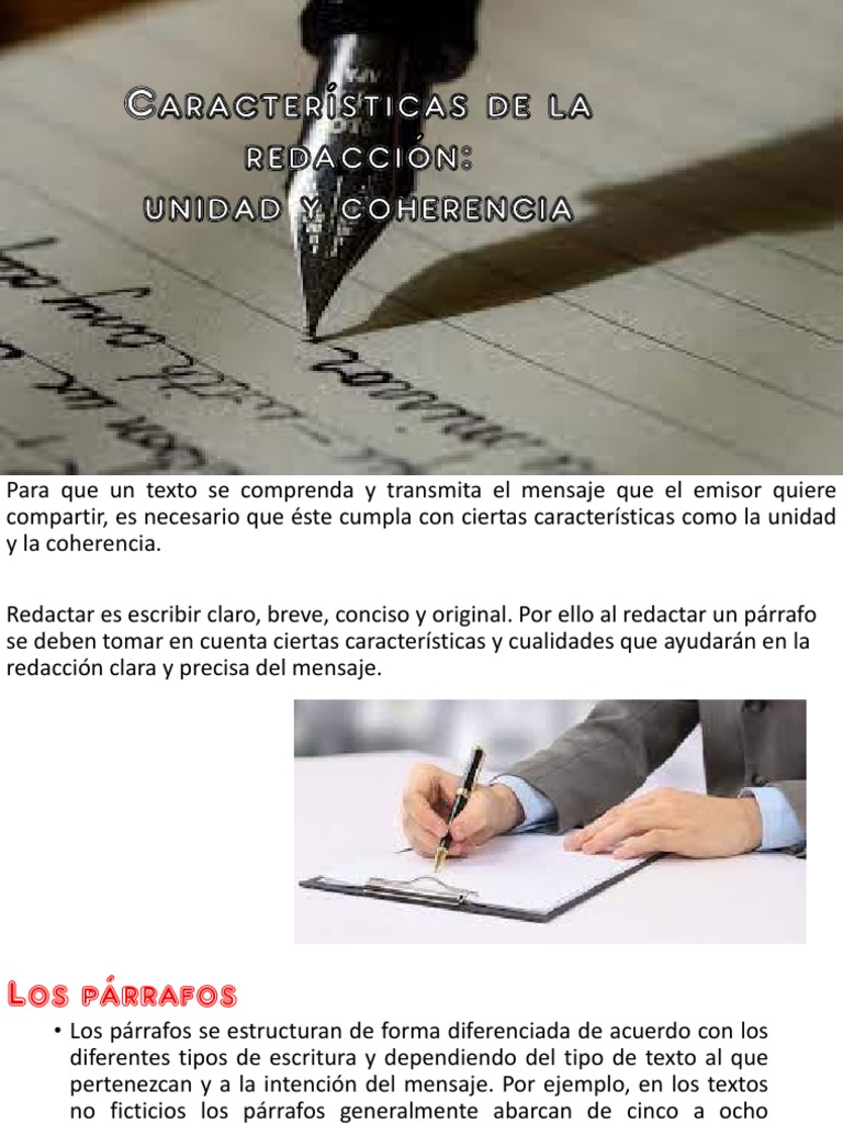 Características de La Redacción Unidad y Coherencia | PDF