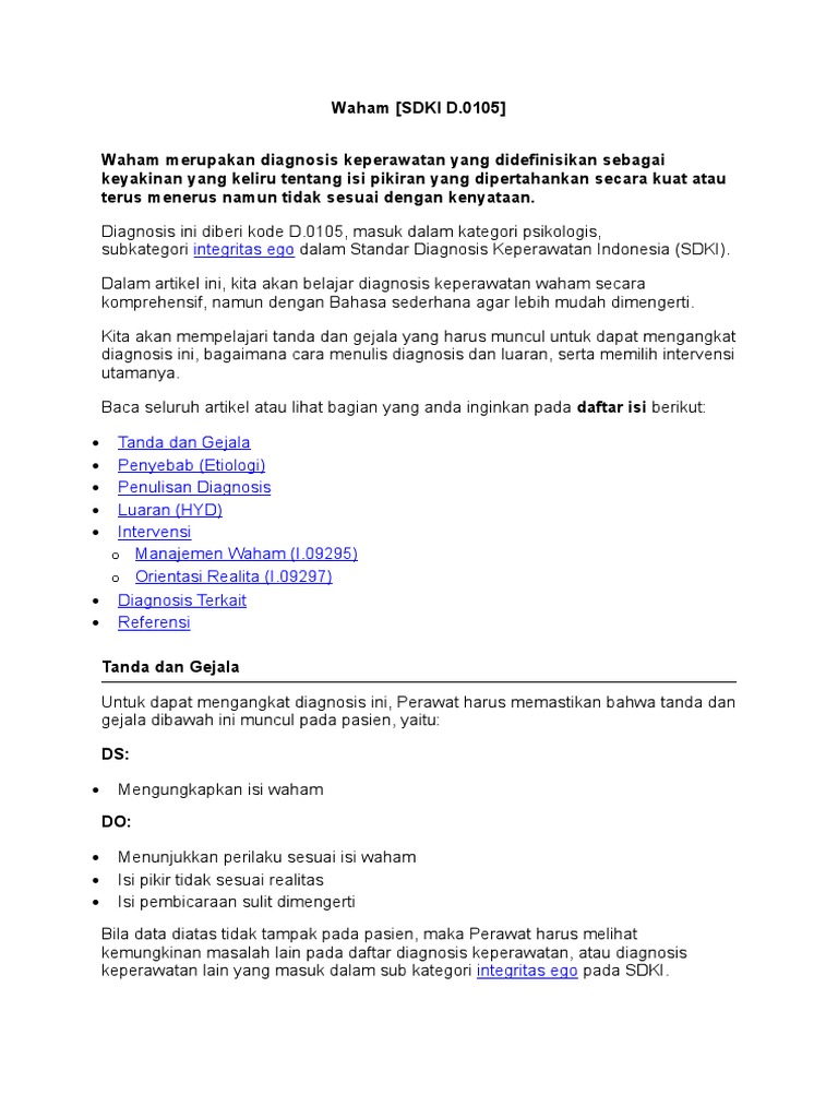 Waham (SDKI D.0105) | PDF