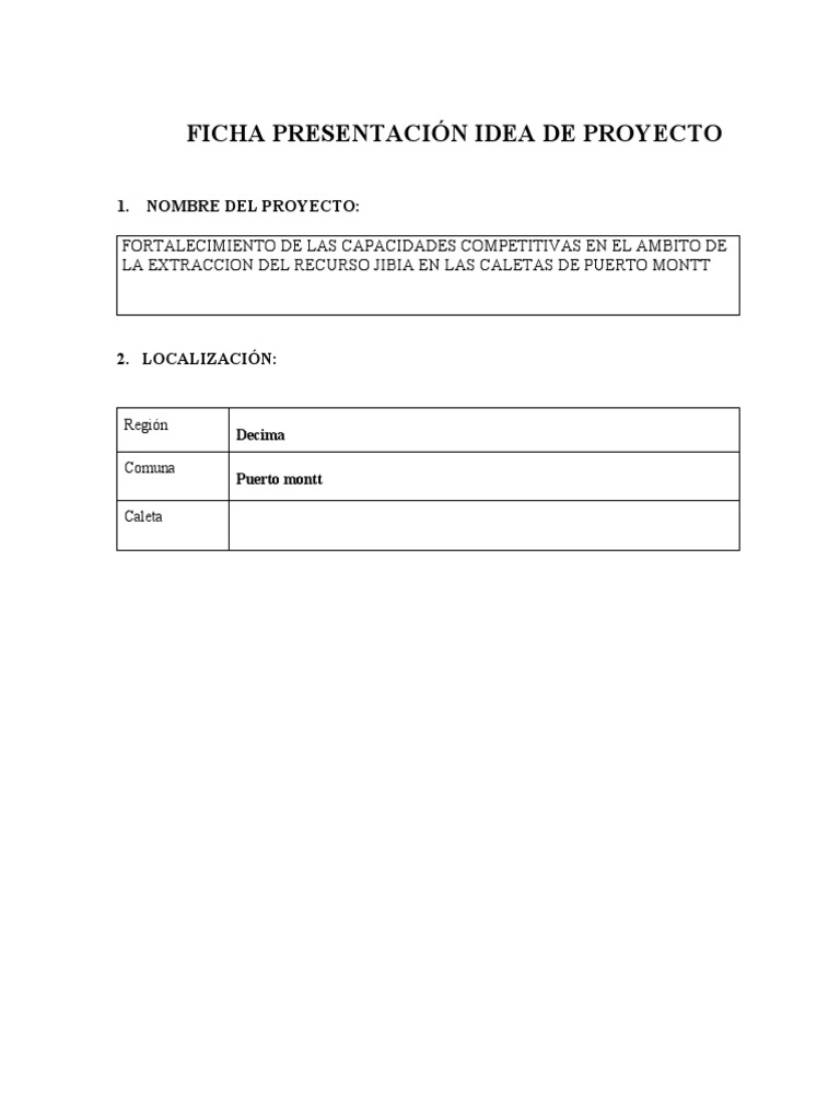 Ficha Presentacion Proyecto Jibia | PDF | Pesquería | Exportaciones