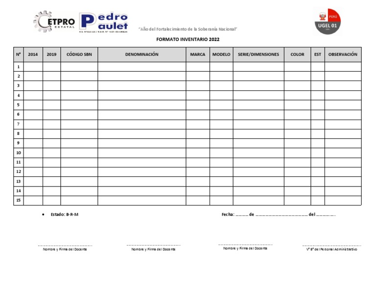 Formato Inventario 2022 CPP | PDF