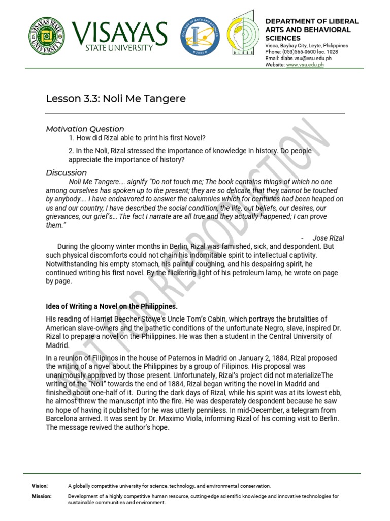 Lesson 3.3 - Noli Me Tangere | PDF