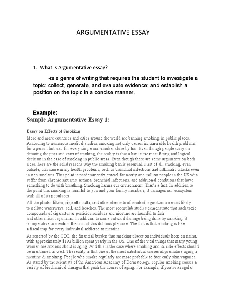 Argumentative Essay Assignment Wil 1 | PDF | Problem Gambling | Cigarette