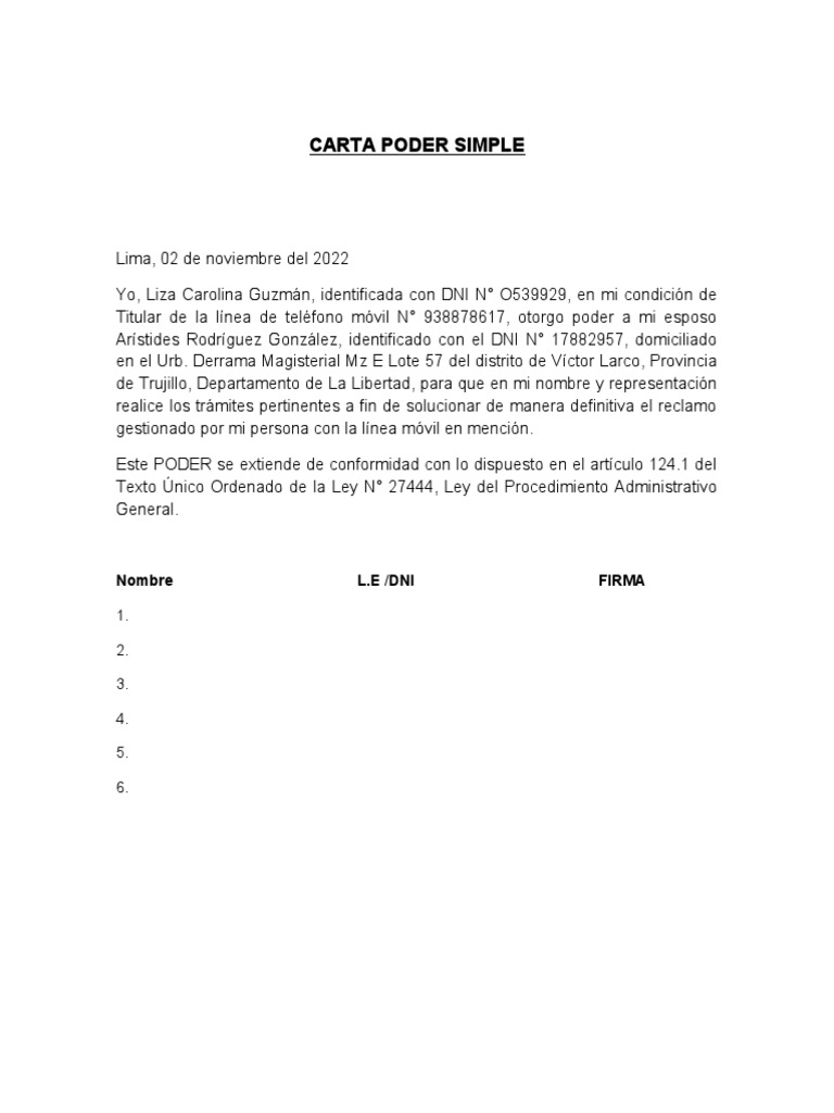 Carta Poder Simple | PDF
