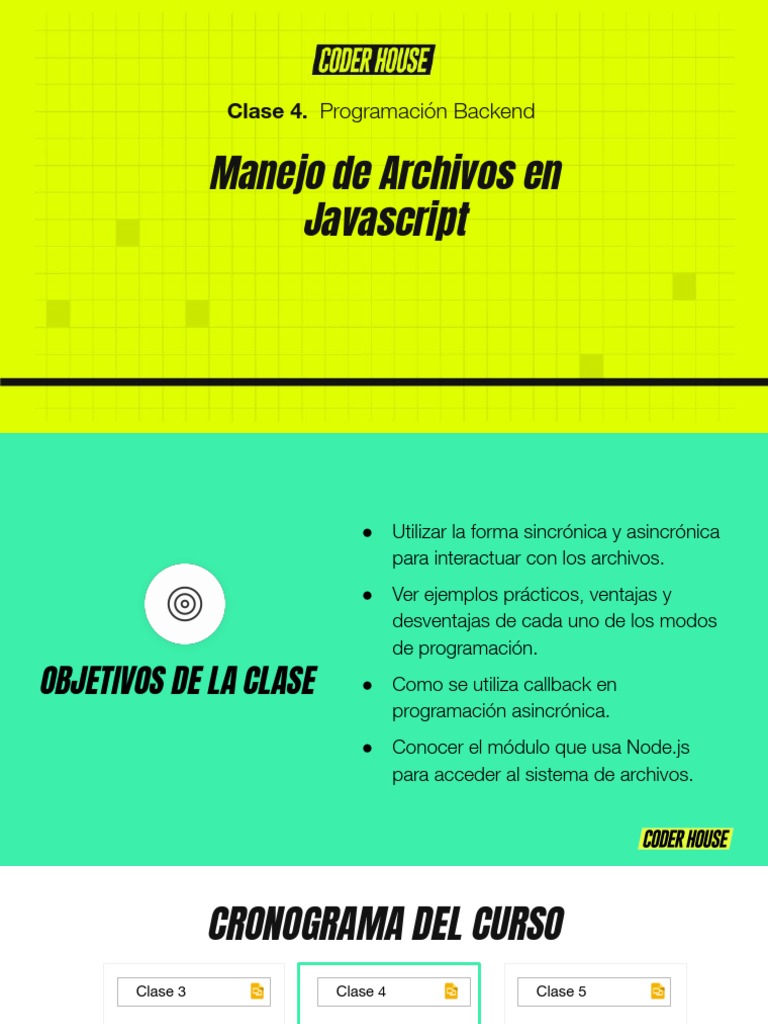 Clase 4 - Manejo de Archivos en Javascript | PDF | Archivo de ...