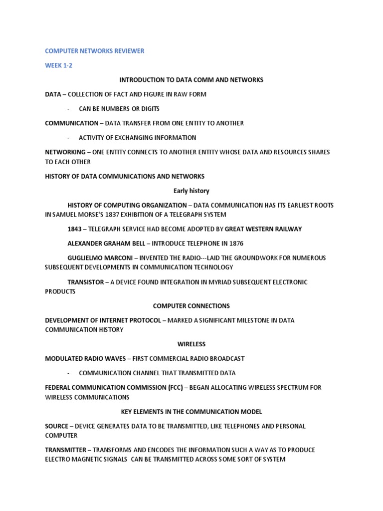 Computer Networks Reviewer | PDF | Computer Network | Telecommunications