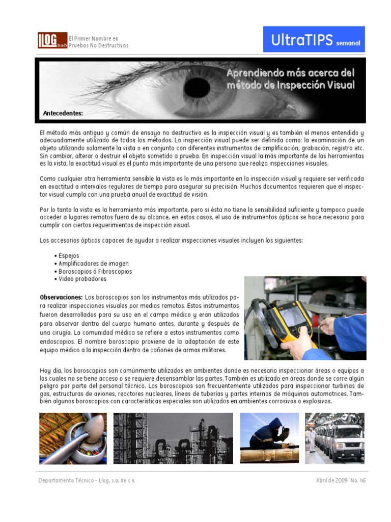 UltraTIPS 46 Aprendiendo Más Acerca Del Método de Inspección Visual | PDF | Óptica | Percepción ...