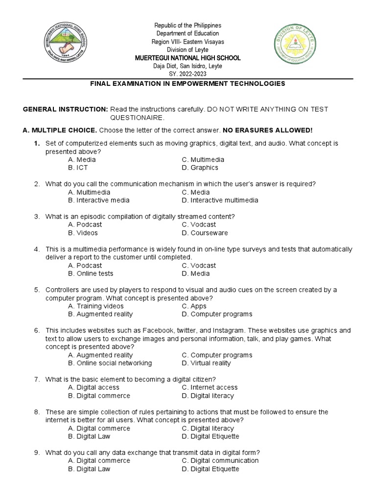 Final Examination in Empowerment Technologies | PDF | Educational ... Final Examination in Empowerment Technologies | PDF | Educational ...